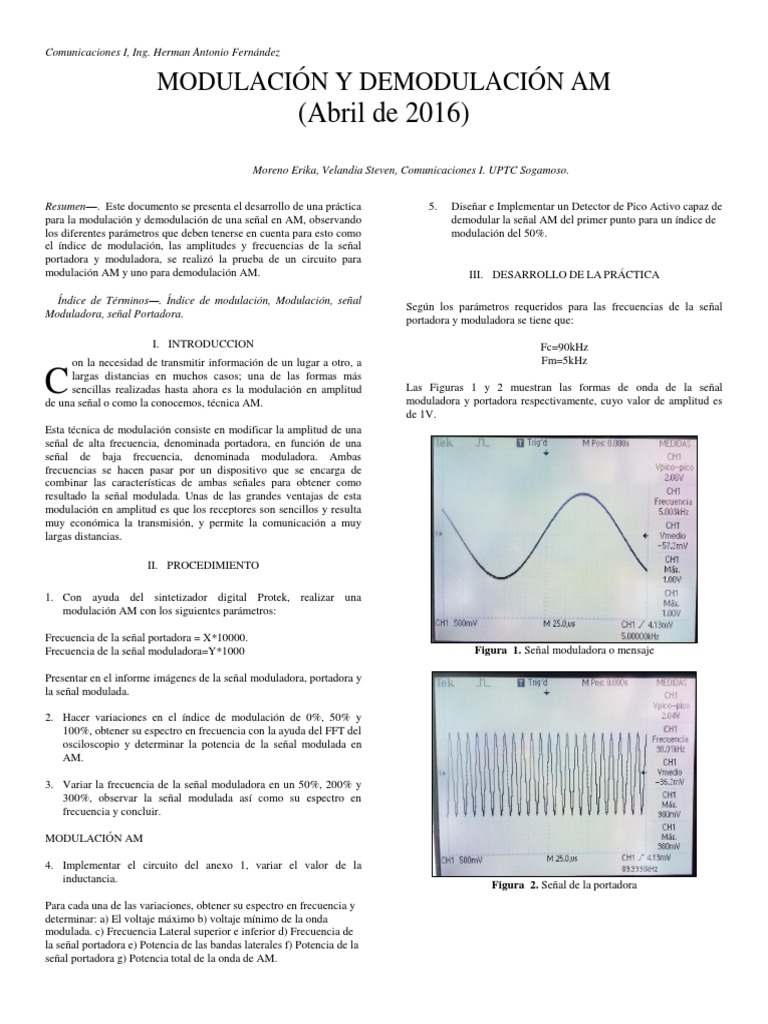 Lab I Modulacion y Demodulacion AM PDF | PDF | Modulación | Radio