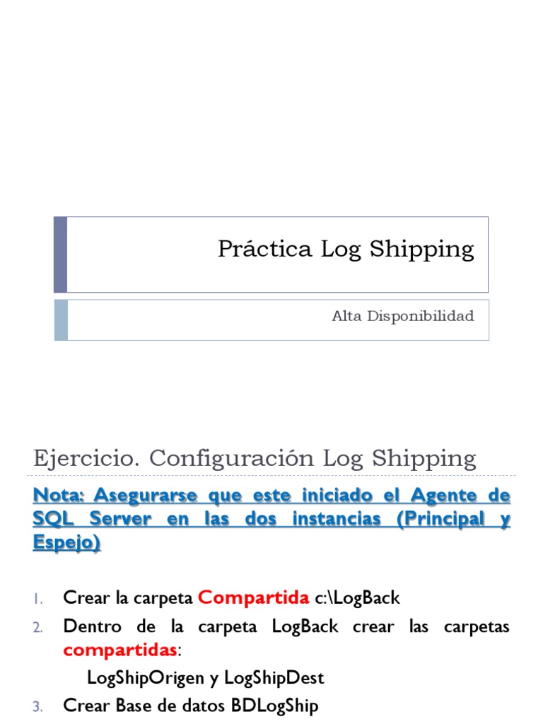 Práctica Log Shipping PDF | PDF | Archivo de computadora | Apoyo