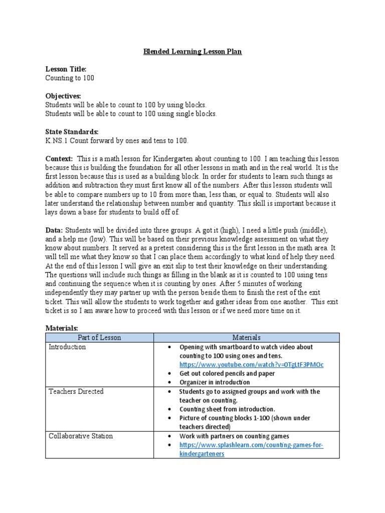 Unit 5 Blended Learning Lesson Plan | PDF | Classroom | Educational ...