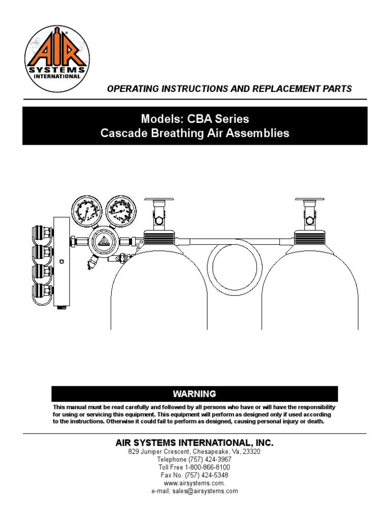 Models: cBA Series Cascade Breathing Air Assemblies: Operating ...