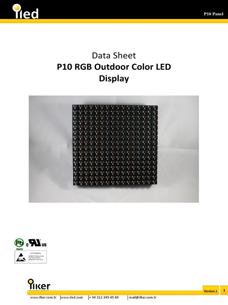 P10 RGB Outdoor Color LED Display: Data Sheet | PDF | Rgb Color Model ...