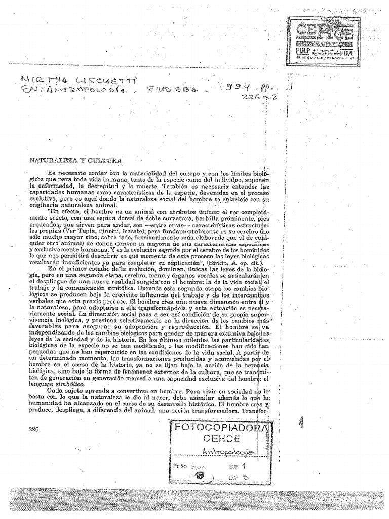 Lischetti Naturaleza y Cultura Pp. 226 A 230. | PDF