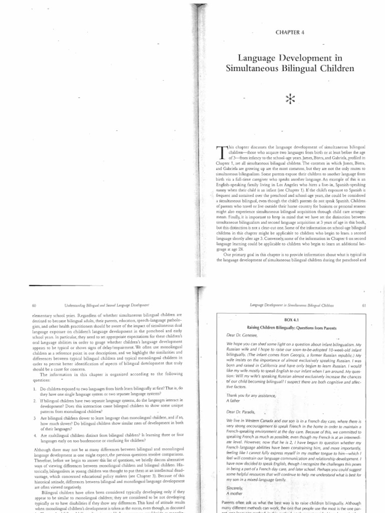 Genesee Language Development in Simultaneous Bilingual Children | PDF | Multilingualism ...