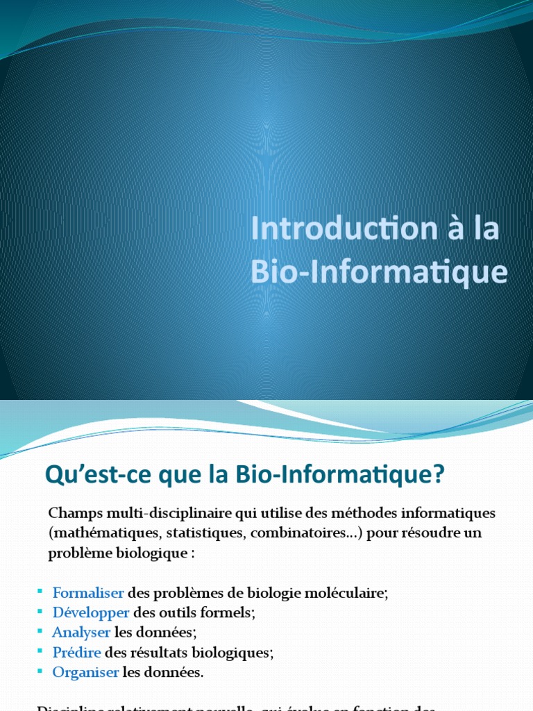 Cours 1 BioInfo | PDF | Bio-informatique | Gènome