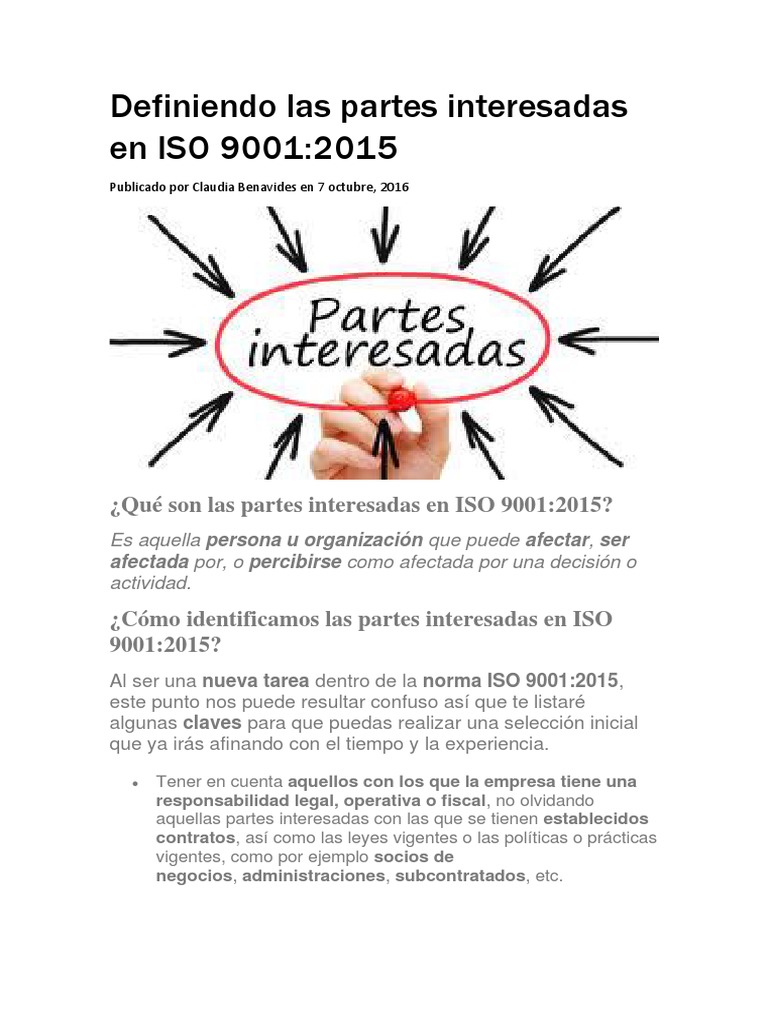 03 - Definiendo Las Partes Interesadas en ISO 9001 | PDF ...