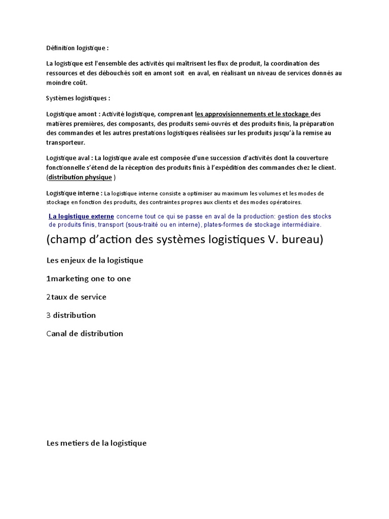 Définition Logistique | PDF