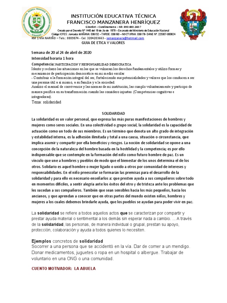 Guia de Etica y Valores Solidaridad | PDF | Democracia | Ideologías ...