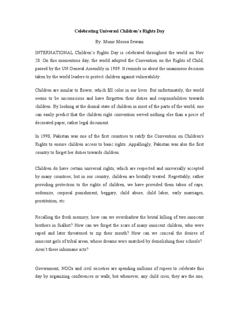 Celebrating Children Rights Day. | Download Free PDF | Children's ...