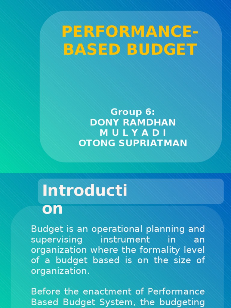 Performance-Based Budget Overview | PDF
