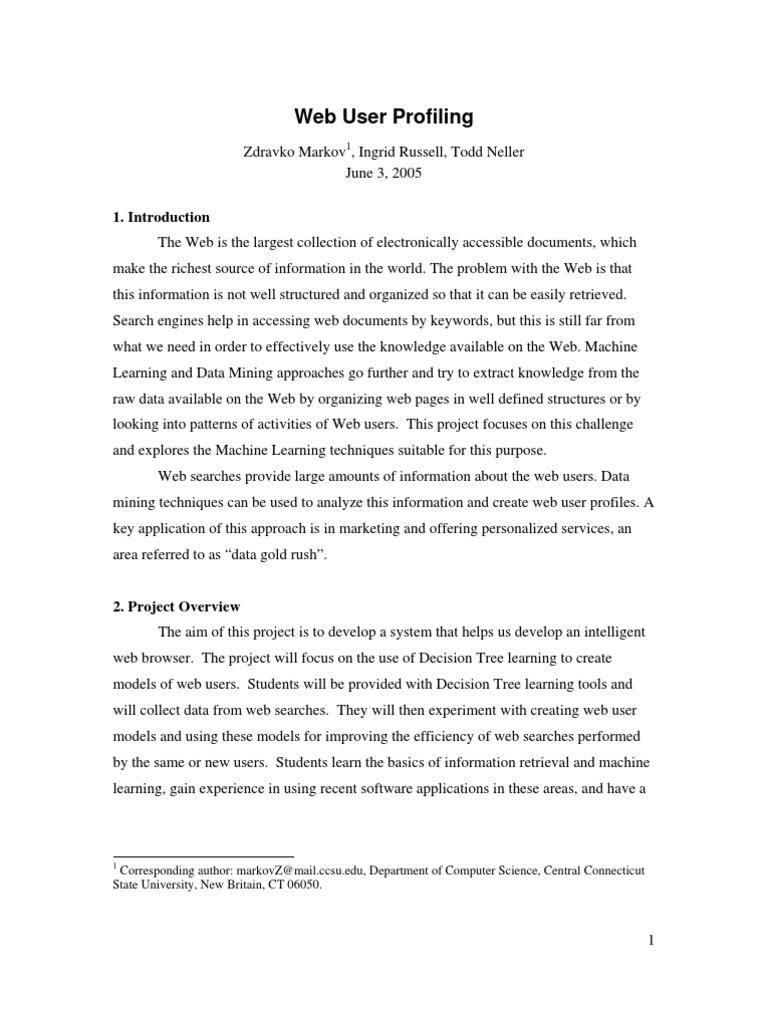 User Profiling | PDF | Machine Learning | World Wide Web