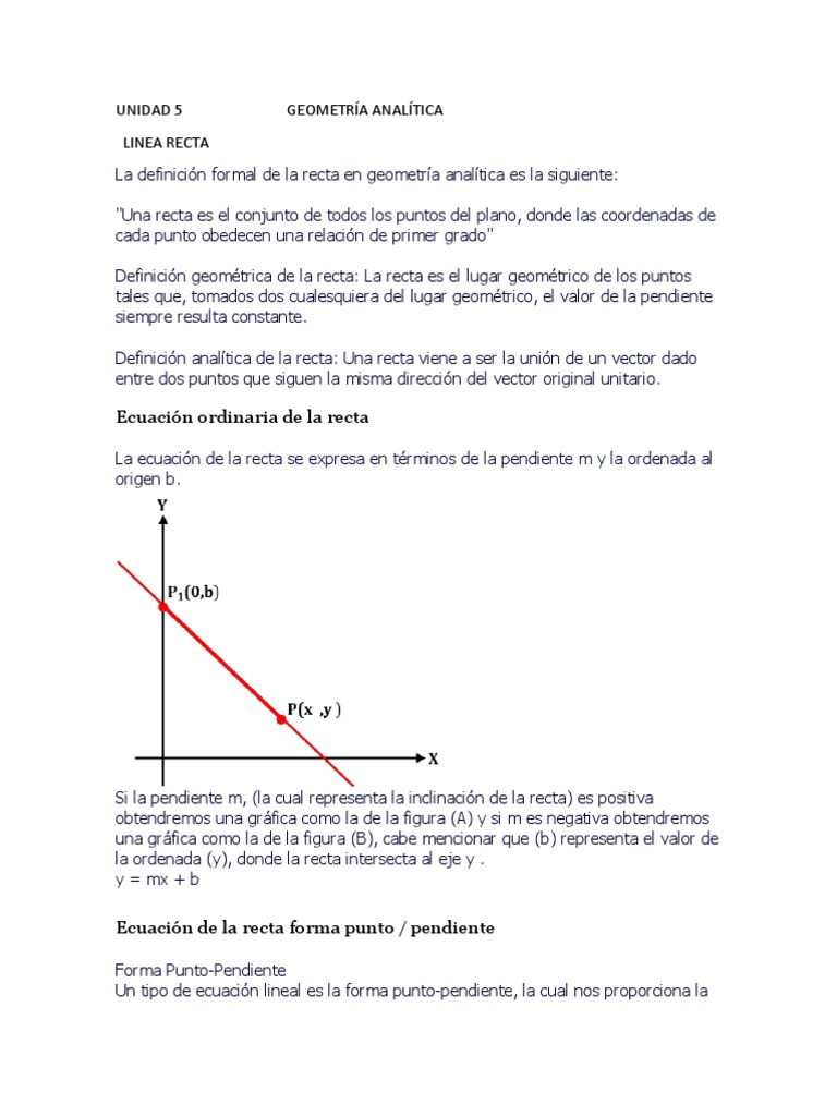 Ecuaciones de la Recta en Geometría Analítica | PDF | Línea (geometría ...
