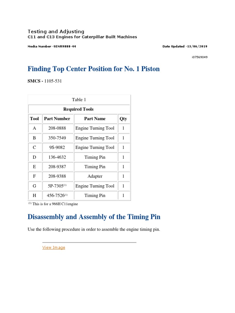 Finding Top Center Position For No. 1 Piston: Testing and Adjusting ...