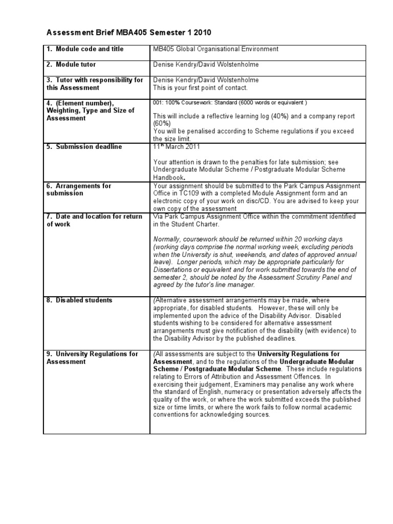 Assessment Brief MB405 | PDF | Argument | Logic