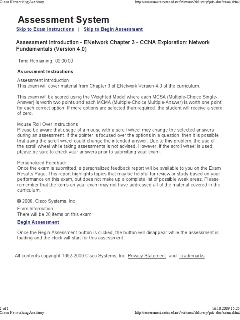 Ccna Exploration Network Fundamentals Ver4 0 Enetwork Chapter 3 100