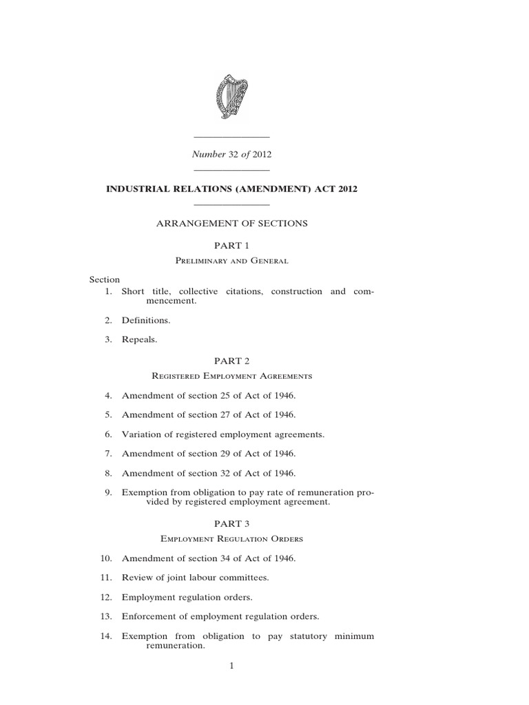 Ir Act 2012 | PDF | Employment | Government