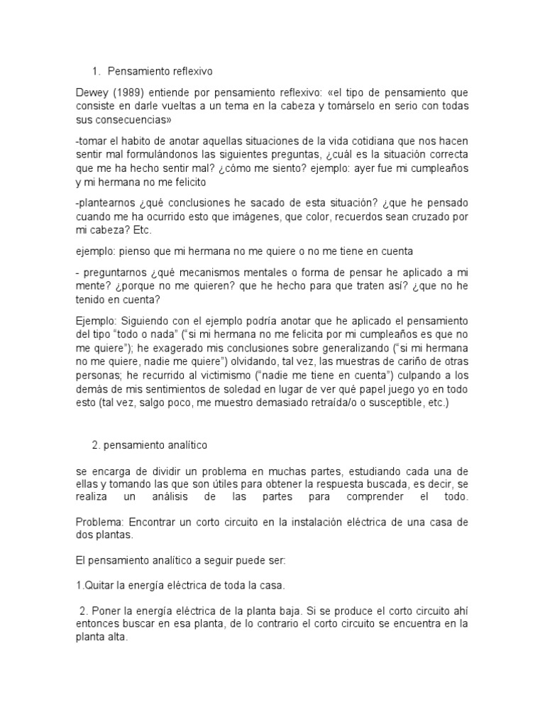 Pensamiento Reflexivo | PDF | Pensamiento crítico | Conceptos psicologicos