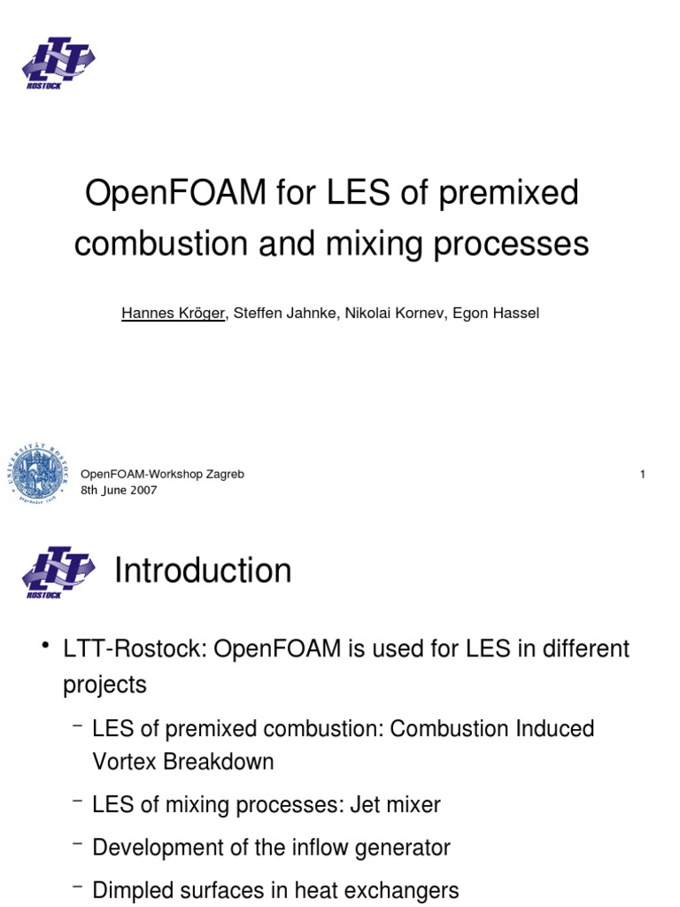 Openfoam For Les of Premixed Combustion and Mixing Processes | PDF ...