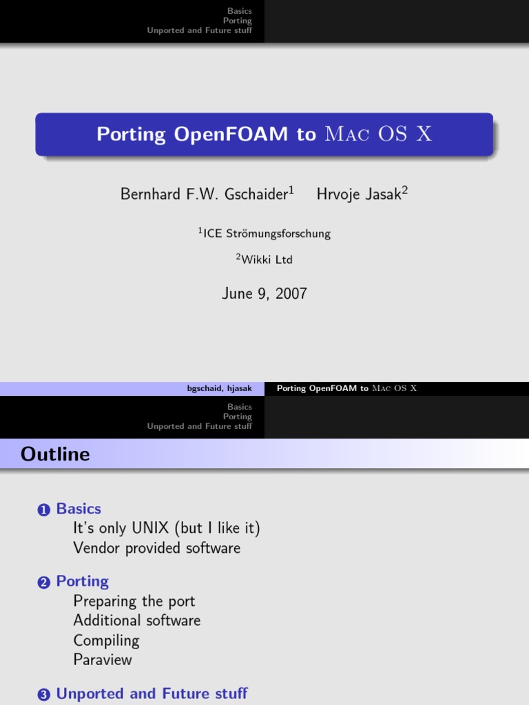 Porting Openfoam To Mac Os X: Bernhard F.W. Gschaider Hrvoje Jasak | PDF | Operating System ...