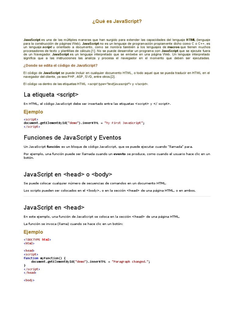 ¿Qué Es JavaScript | PDF | Script Java | Lenguaje de programación