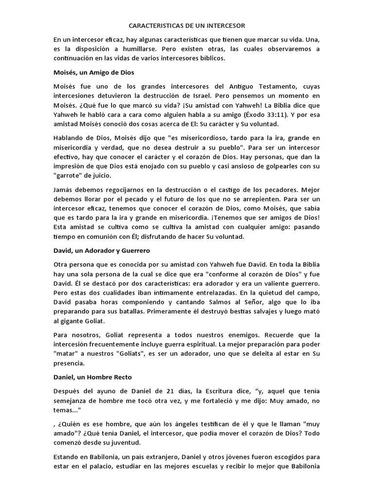 Caracteristicas de Un Intercesor | PDF | Esther | Moisés