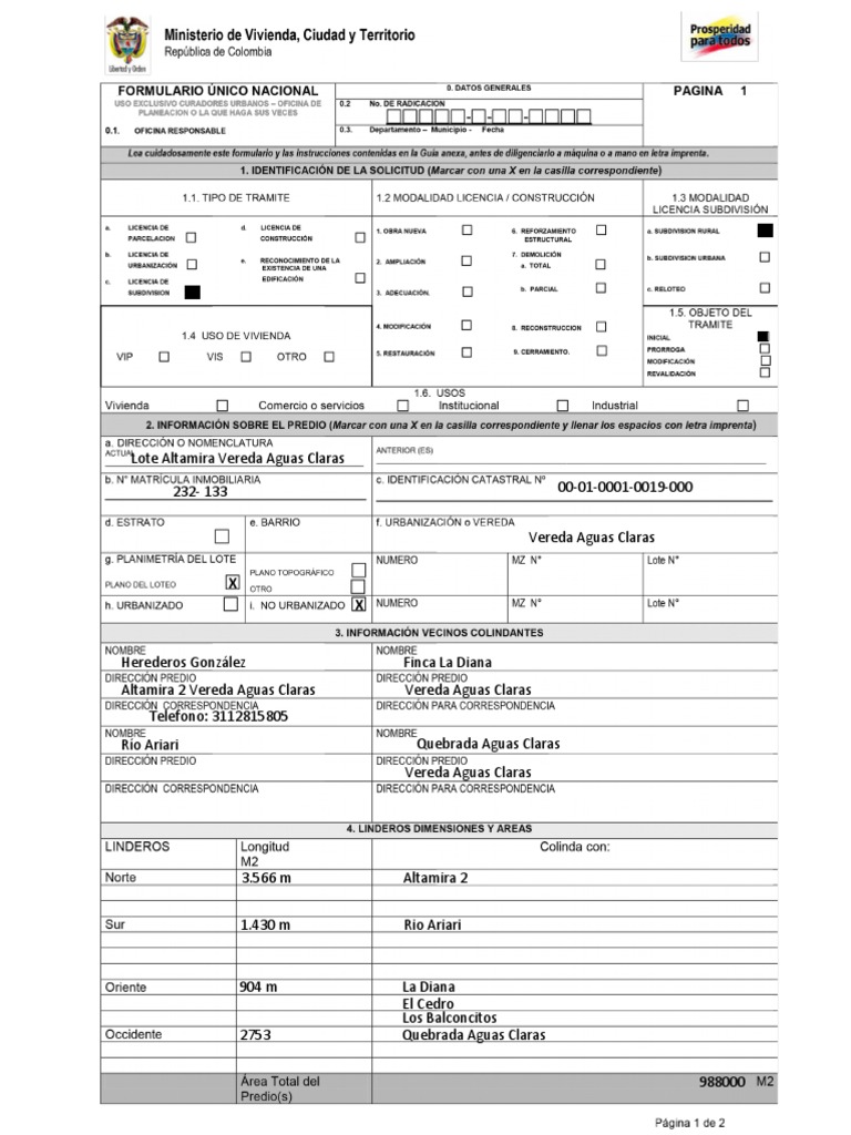 Formulario Unico Nacional | PDF