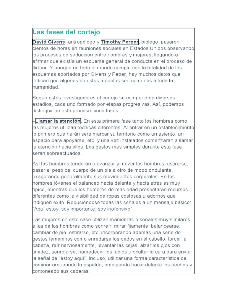 Las Fases Del Cortejo | PDF