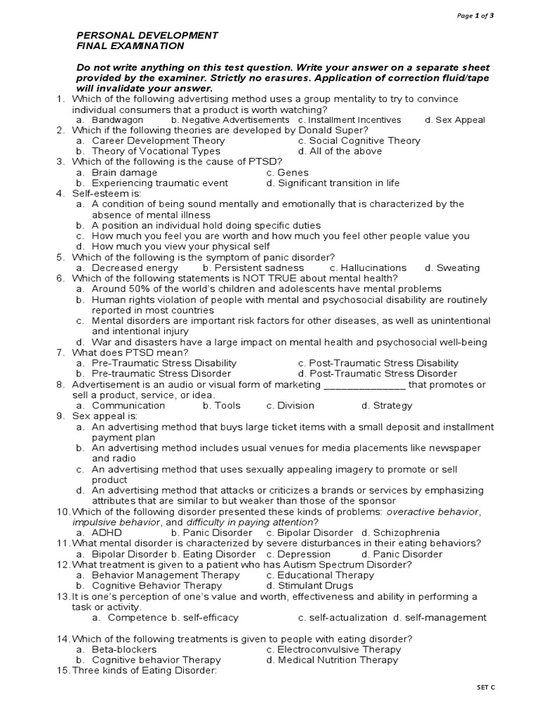 Final - Personal Development - Perdev - C | PDF | Posttraumatic Stress ...