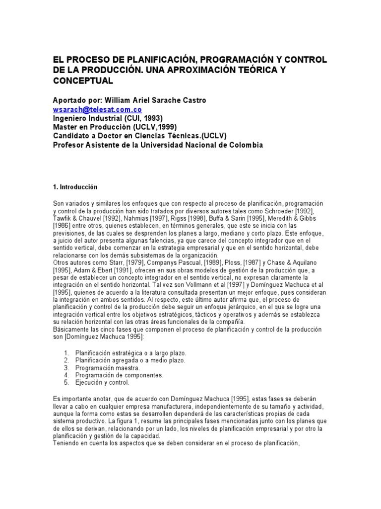 Planificación y Control de Producción | PDF | Programación lineal ...