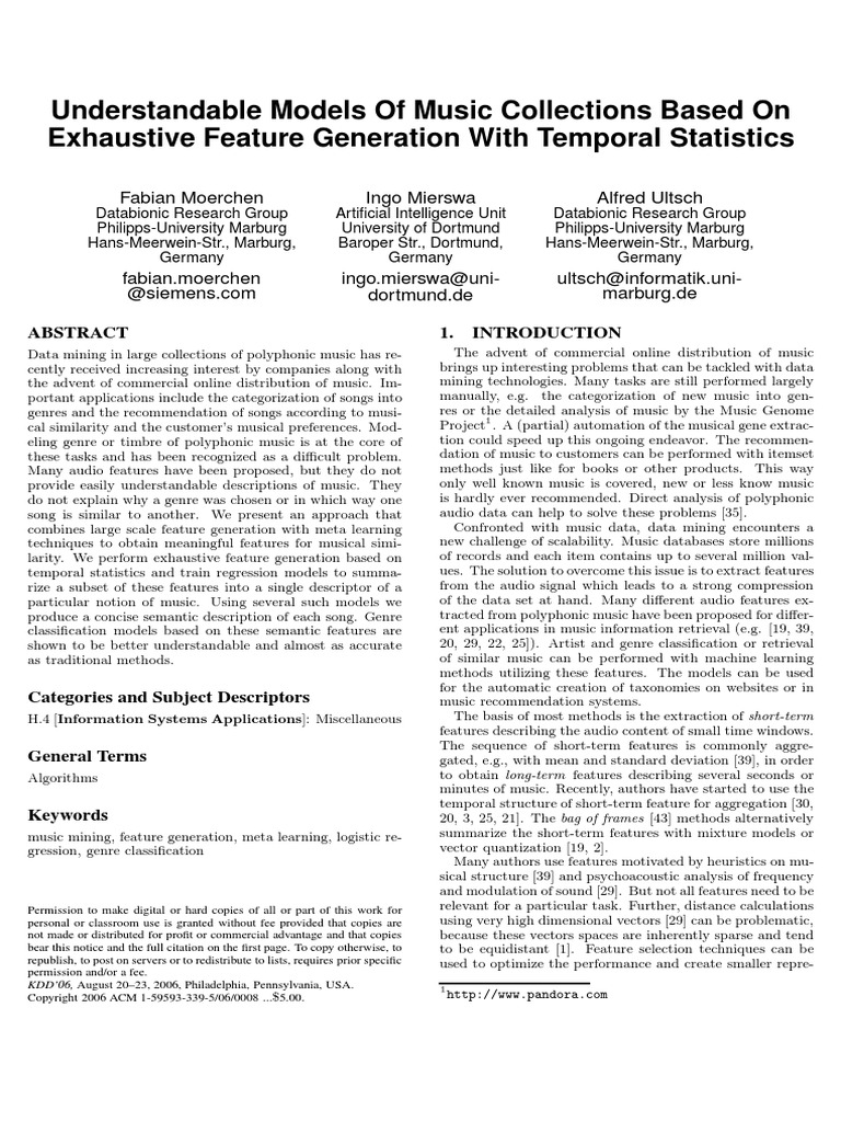 Understandable Models of Music Collections Based On Exhaustive Feature ...