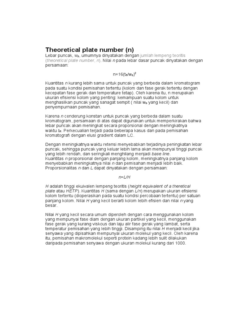 Theoretical Plate Number | PDF