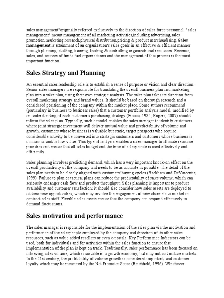 Sales Management | PDF | Sales | Marketing