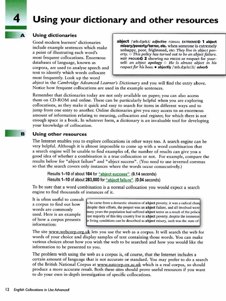 English Collocations - Using Dictionary | PDF