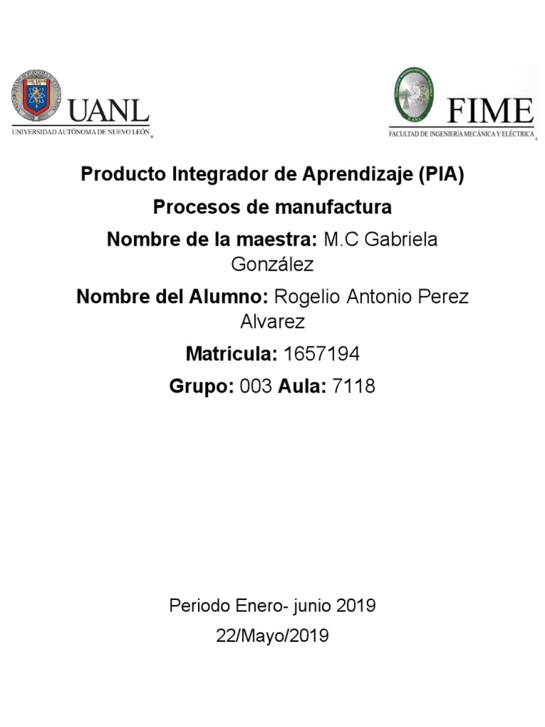 (Pia) Procesos de Manufactura | PDF | Industrias | Elasticidad (Física)