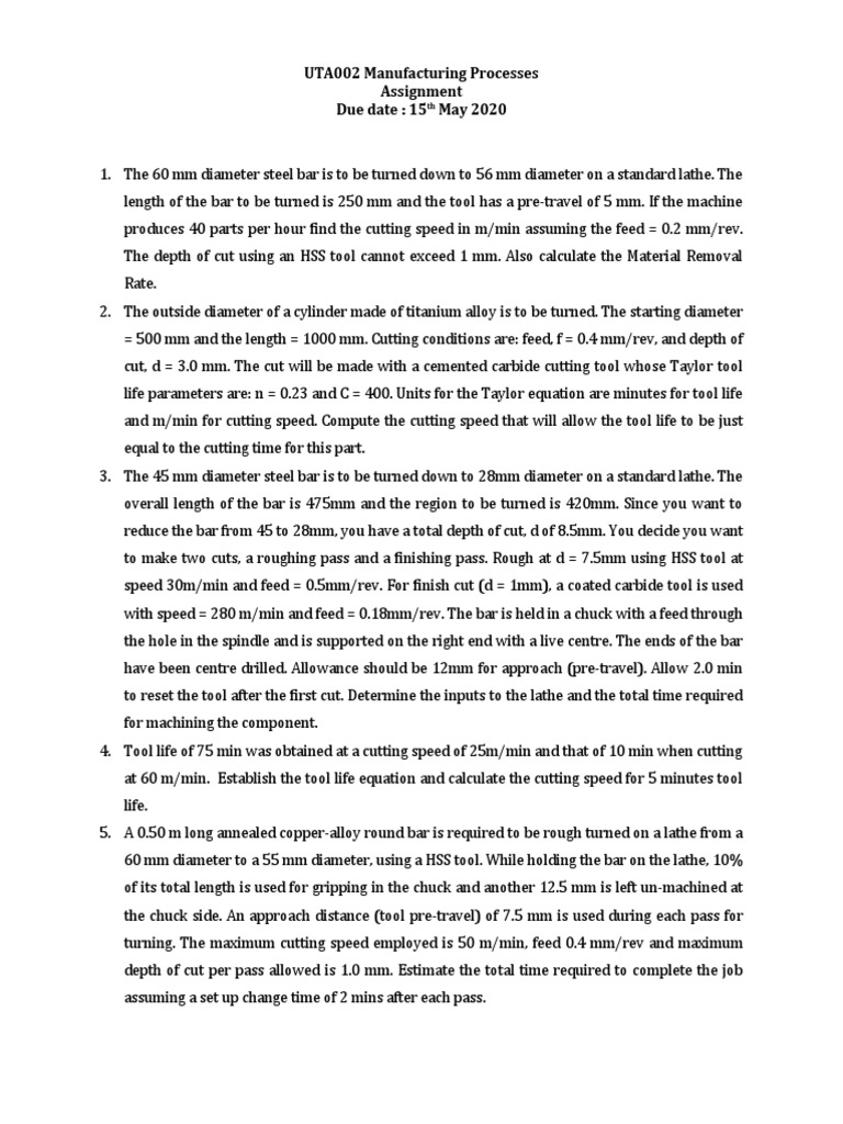 Manufacturing Engineering Assignment Thapar University | PDF | Extrusion | Machining