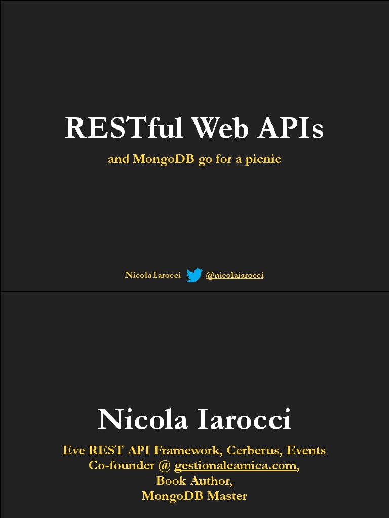 Restful Web Apis: and Mongodb Go For A Picnic | PDF | Representational State Transfer | Json