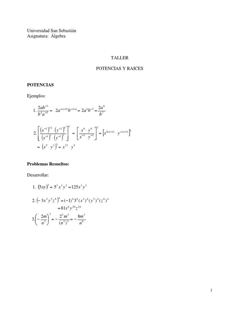 Ejercicios Resueltos Potencias y Raices | PDF | Enseñanza de matemática