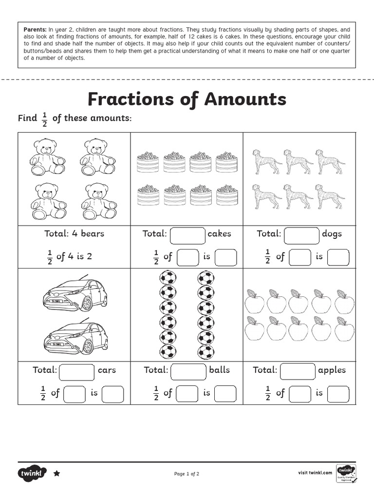 Practicing Fractions: Finding Half, Quarter, and Three-Quarters of ...
