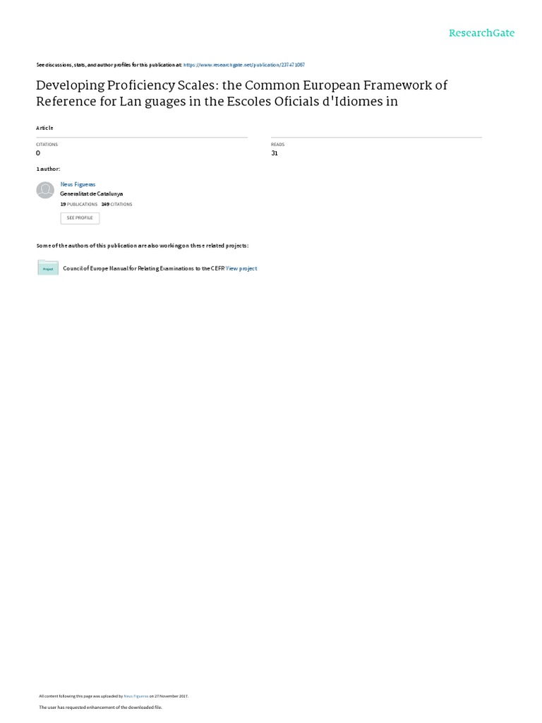 Developing Proficiency Scales The Common European | PDF | Test ...