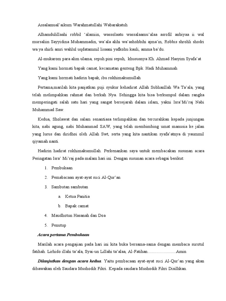 Teks Pembawa Acara Peringangatan HBA | PDF