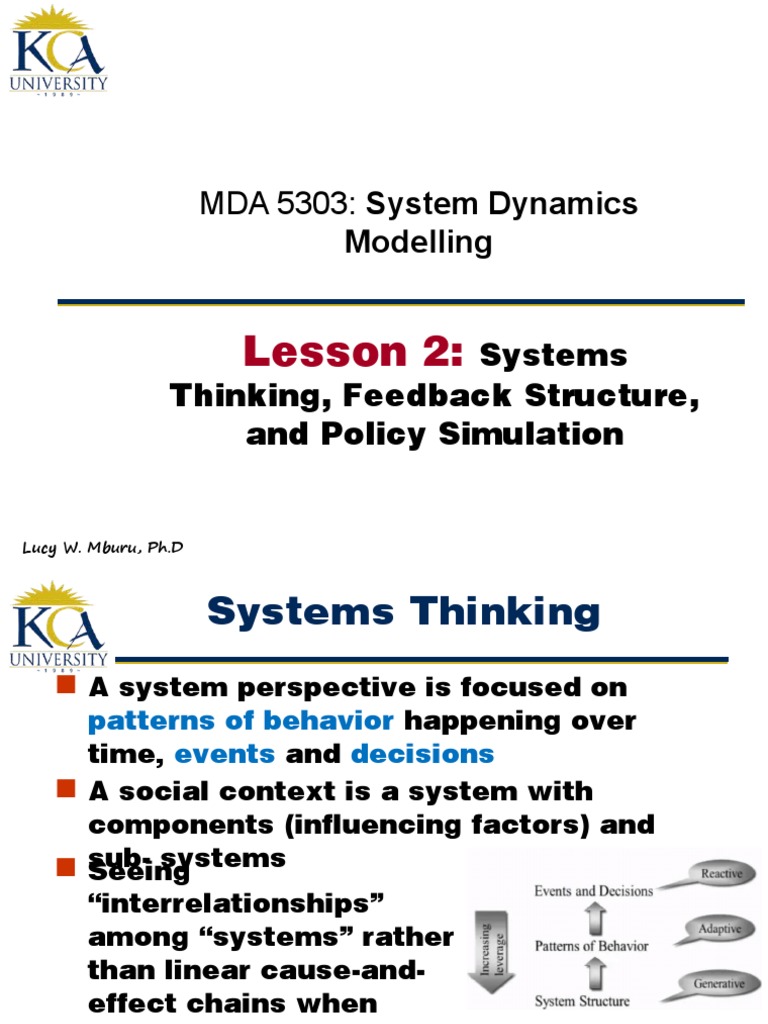 Lesson 2:: MDA 5303: System Dynamics | PDF | System | Feedback
