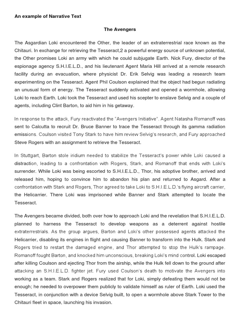 An Example of Narrative Text | PDF | Marvel Comics | Marvel Entertainment
