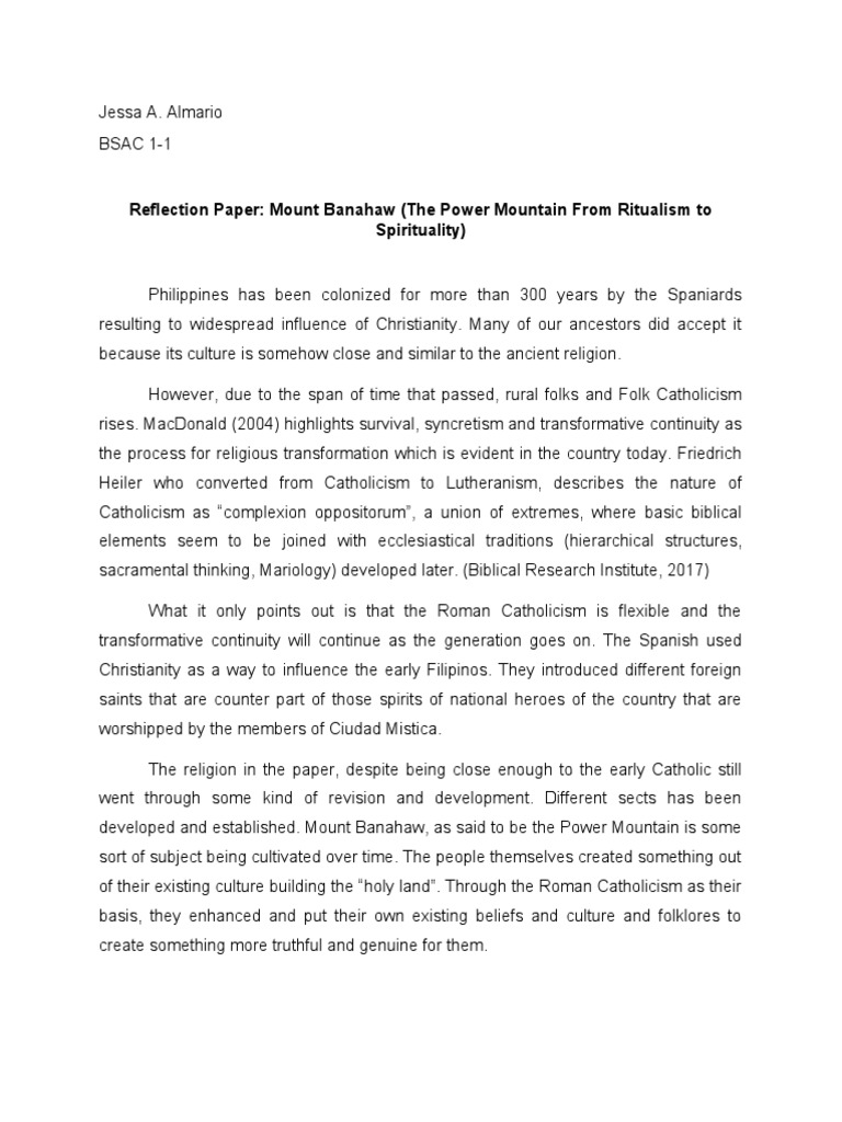 Reflection Paper: Mount Banahaw (The Power Mountain From Ritualism To ...