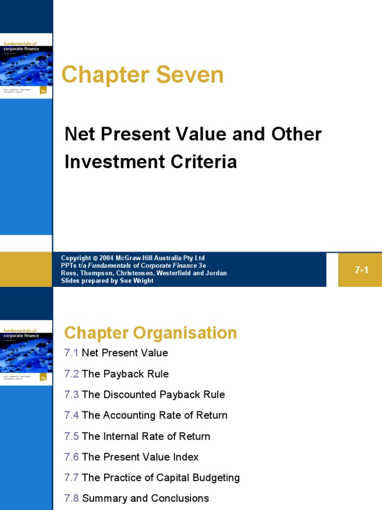 Chapter Seven: Net Present Value and Other Investment Criteria | PDF ...