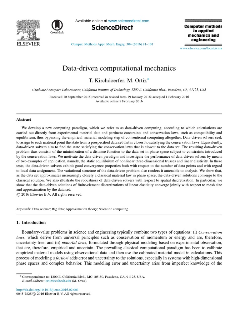 Data-Driven Computational Mechanics | PDF | Linear Elasticity | Data Science