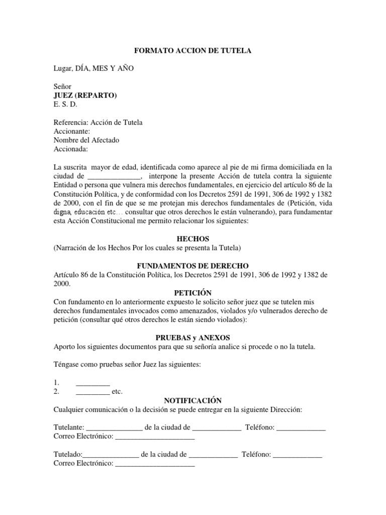 Modelo de Solicitud de Tutela | PDF