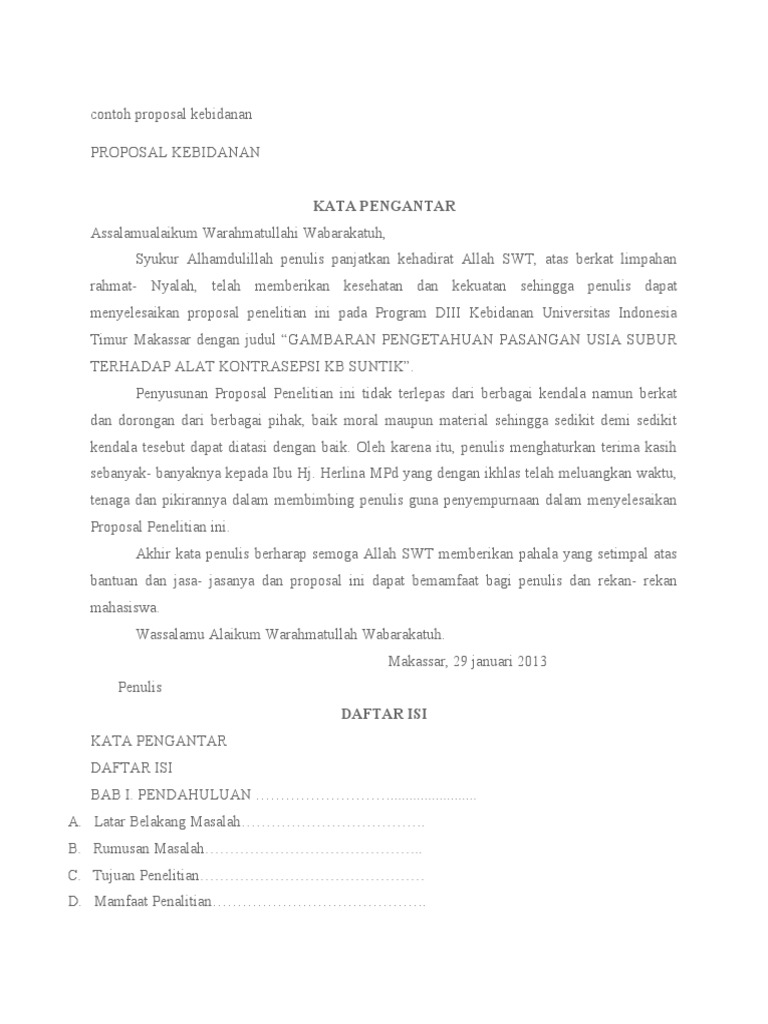 Contoh Proposal Kebidanan Metode Penelit | PDF