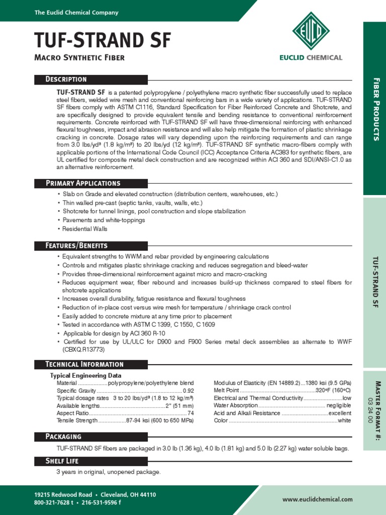 Tuf Strand SF Polipropileno PDF | PDF | Concrete | Building Engineering