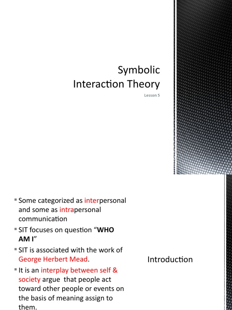 Lesson 3 Symbolic Interaction Theory | PDF | Self | Interpersonal ...