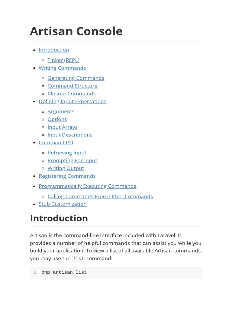 Artisan Console: List PHP Artisan List | PDF | Parameter (Computer ...