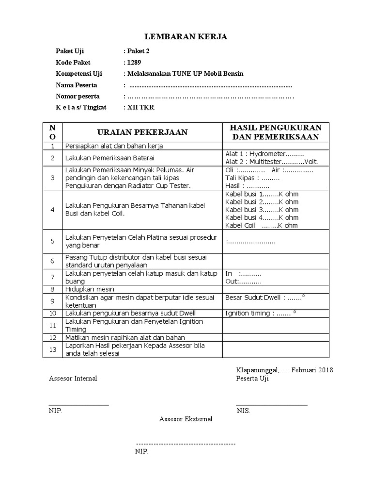 Lembaran Kerja TKR | PDF